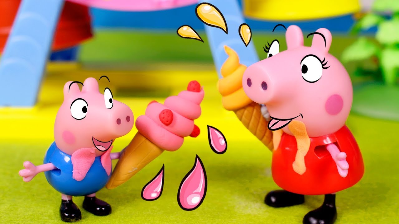 Peppa Pig come helados 🍦 ️ Peppa Pig y su hermanito George van a la ...