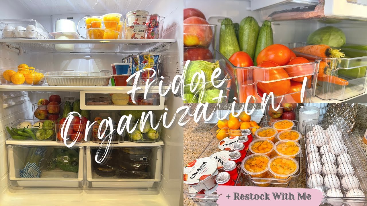 FRIDGE ORGANIZATION || CLEAN + RESTOCK REFRIGERATOR || Cleaning ...