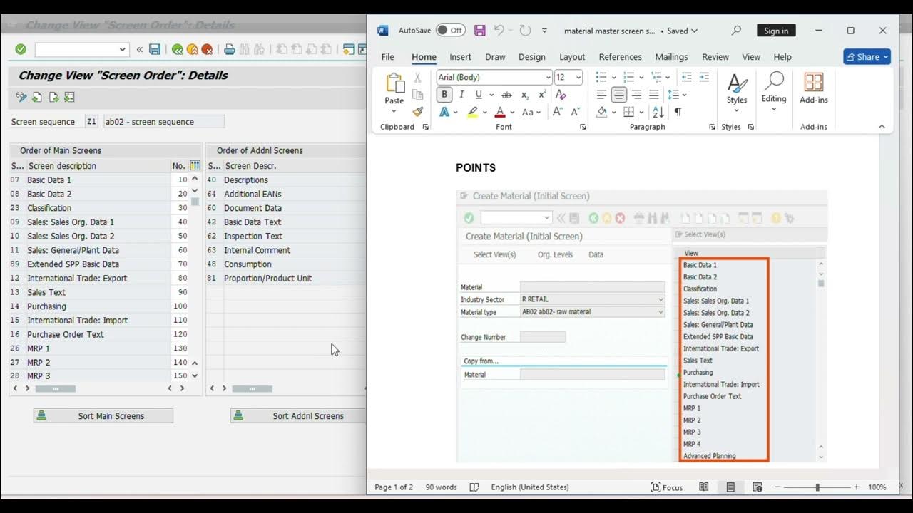 Material Master Configuration Video2 | Maintain Order of Main and ...