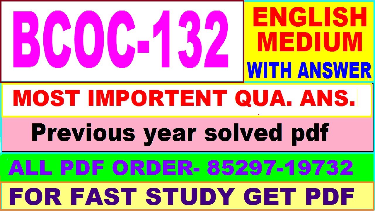 bcoc 132 important questions / bcoc 132 previous year question paper ...
