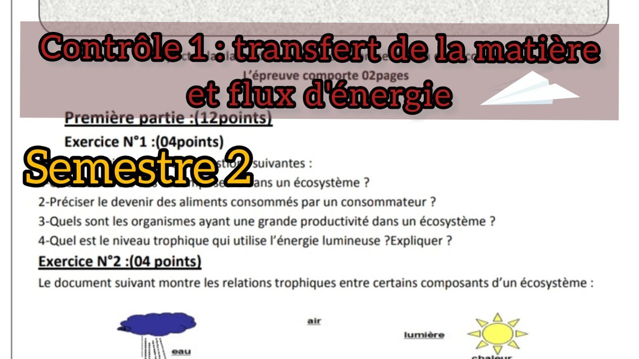 contrôle 1: transfert d'énergie et flux de matière - YouTube