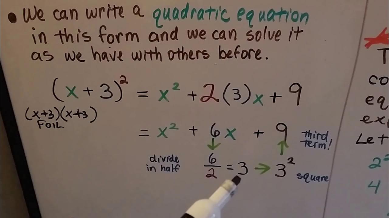 Algebra I #13.3a, Quadratic equations and Completing the Square - YouTube