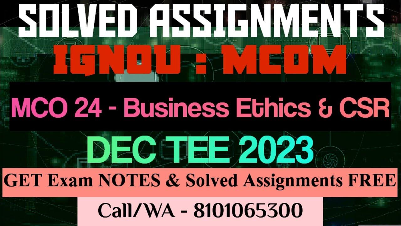 MCO 24 : SOLVED ASSIGNMENT FOR DEC 2023 II GET PDF IN THE GROUP II CALL/WA - 8101065300 - YouTube