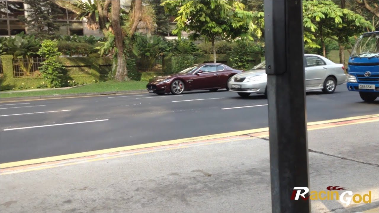 Maroon Maserati GranTurismo With Downshift - YouTube