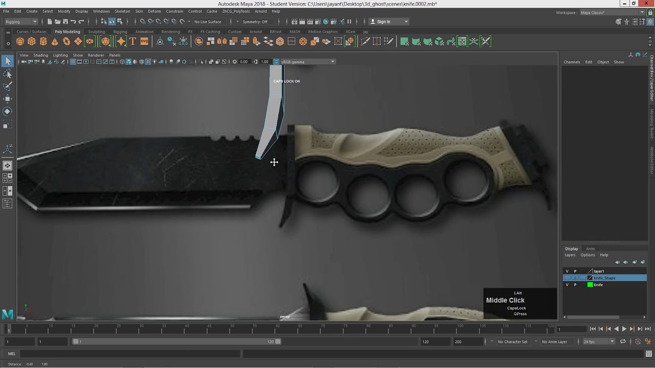 Introduction to Maya Part 4 (Modelling Knife Handle) - Hindi - YouTube