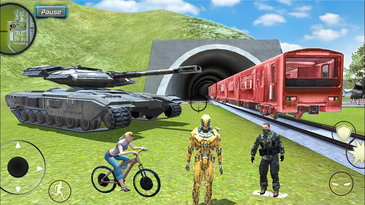 Iron Steel Super Robot Gangster Vegas Town Simulator Army Tank and Train #62 - Android Gameplay ...