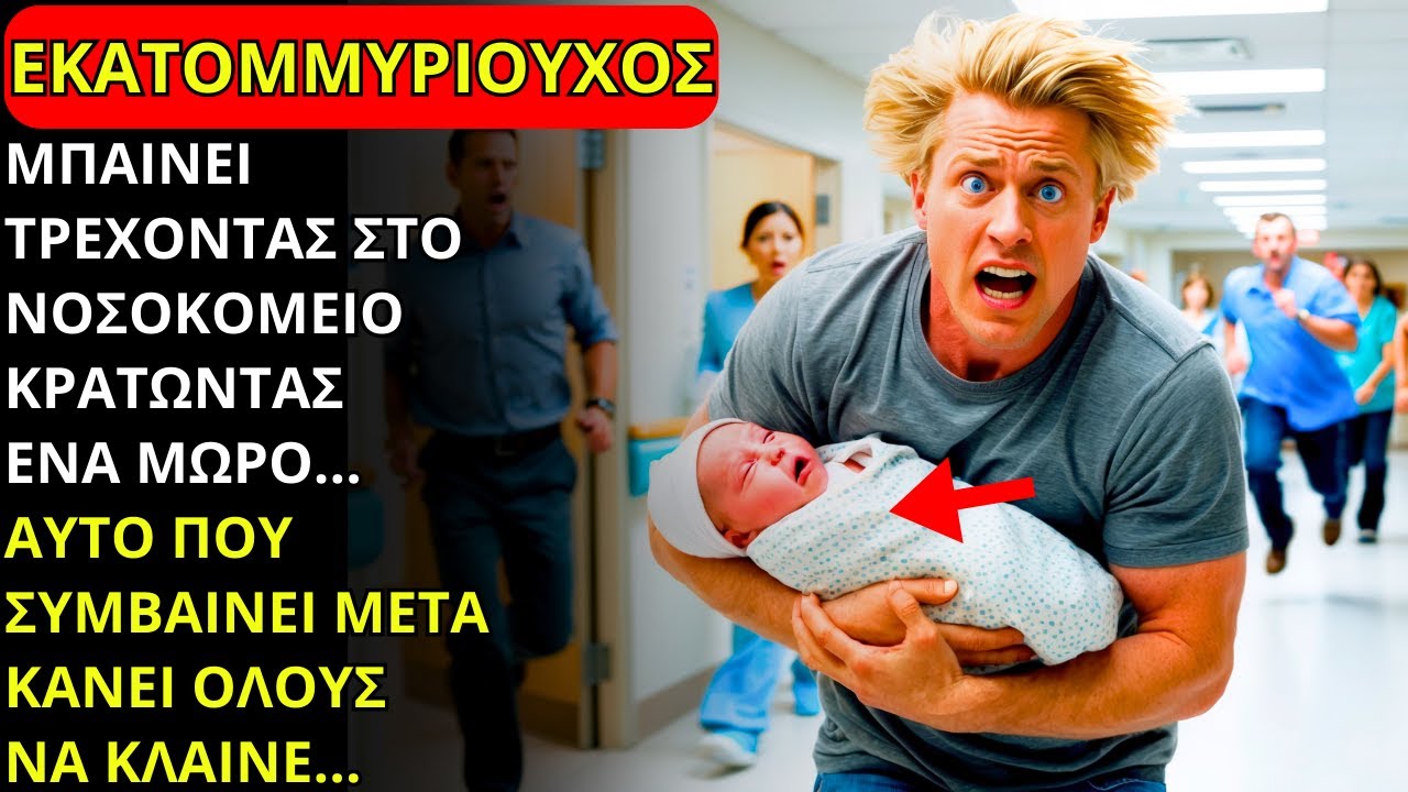 ΕΚΑΤΟΜΜΥΡΙΟΥΧΟΣ ΜΠΑΙΝΕΙ ΤΡΕΧΟΝΤΑΣ ΣΤΟ ΝΟΣΟΚΟΜΕΙΟ ΜΕ ΕΝΑ ΜΩΡΟ ΣΤΑ ΧΕΡΙΑ ...