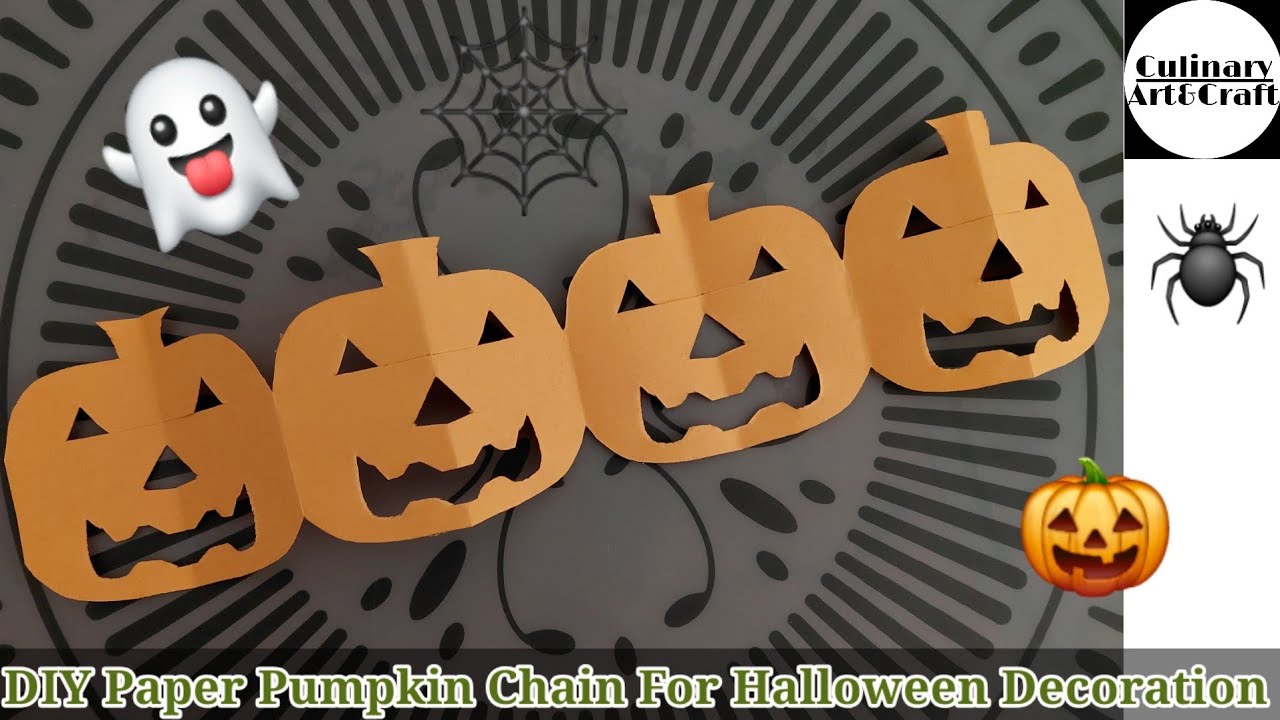 DIY Spooky Paper Pumpkin Chain For Halloween Decoration | Paper Pumpkin ...