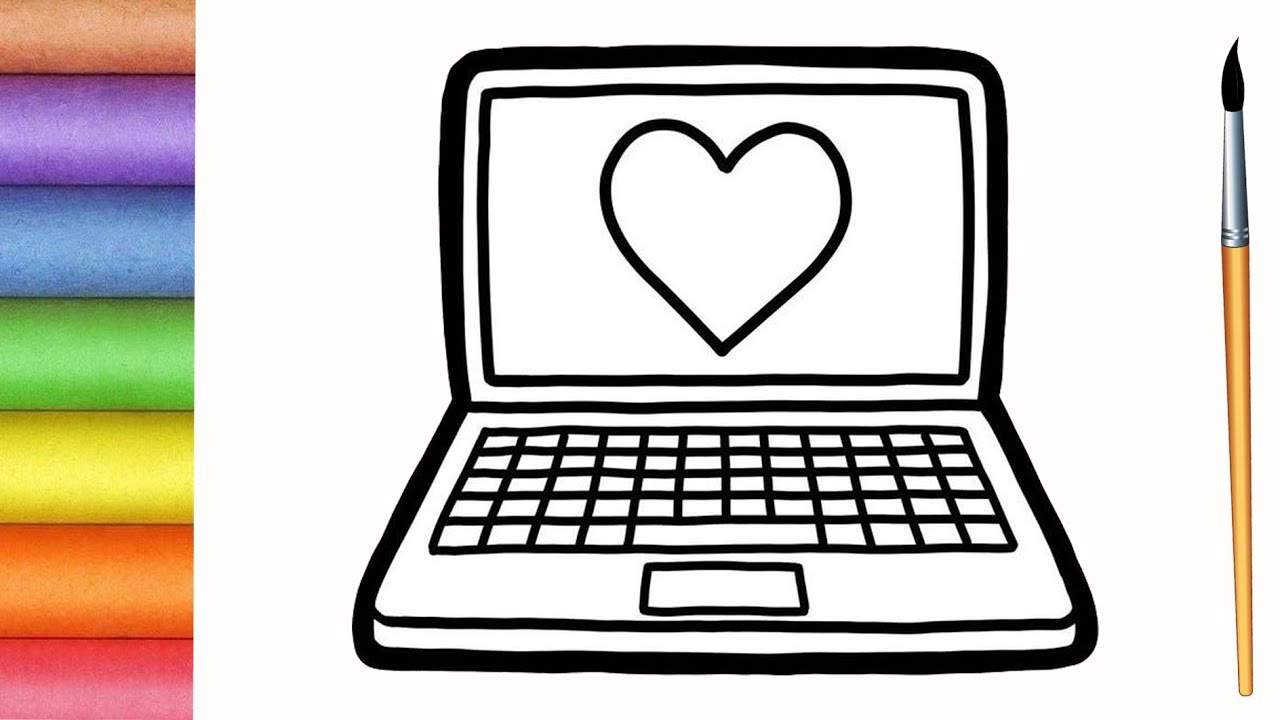 How to draw a Laptop for kids | Easy Drawing and coloring step by step ...