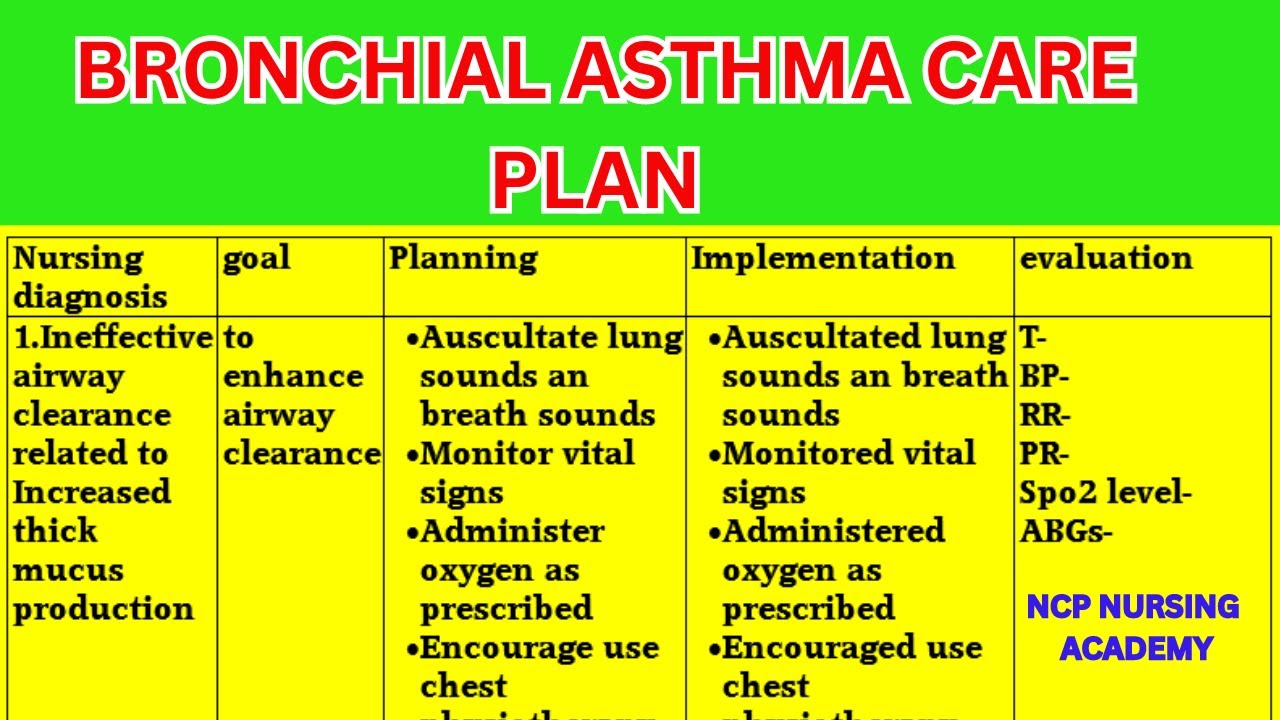 Nursing Care Plan On Bronchial Asthma Bronchial Asthma Care Plan Nursing Care Plan On Bronchial Asthma Bronchial Asthma Care Plan