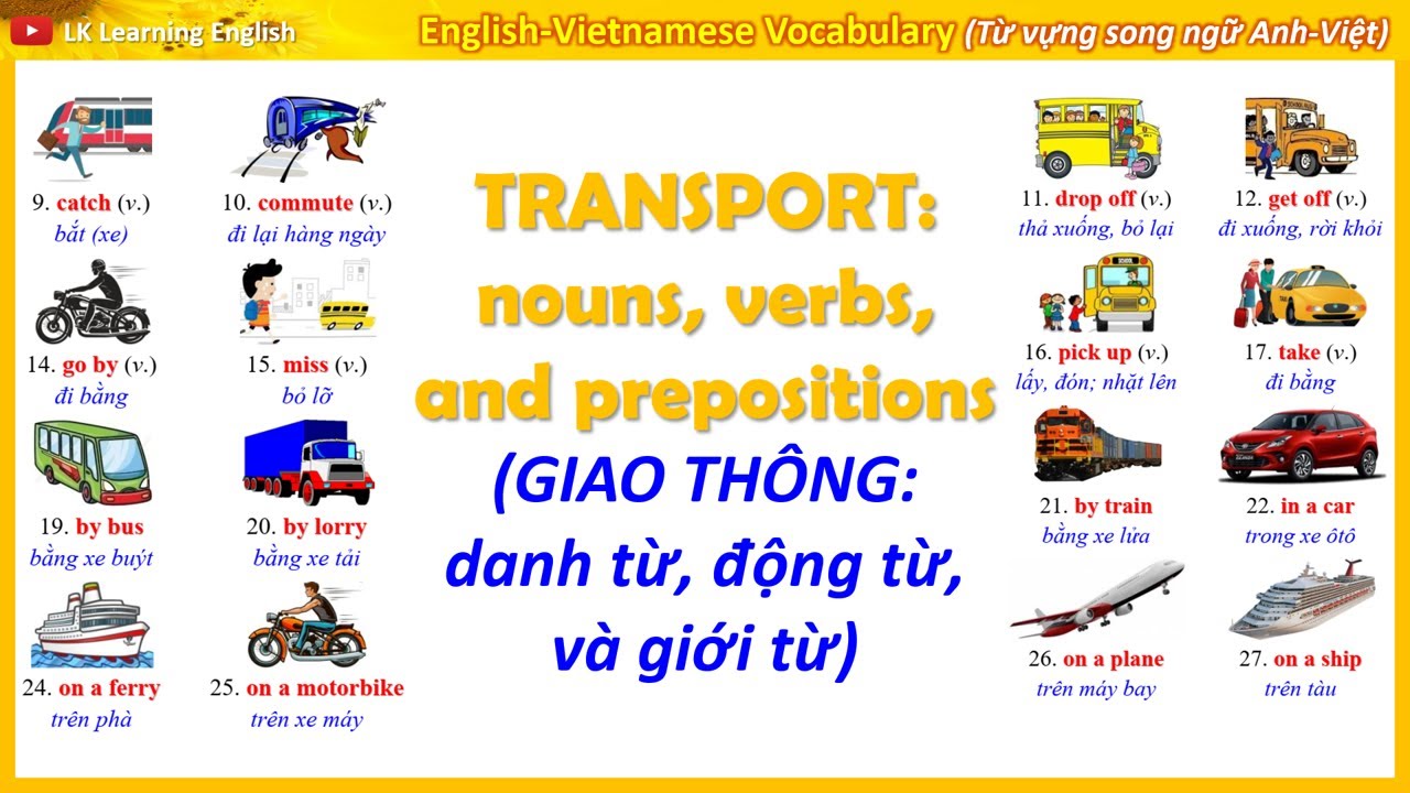 [English Vocabulary] List 22: Transport (LIFE A2-B1 - Unit 3: TRANSPORT ...