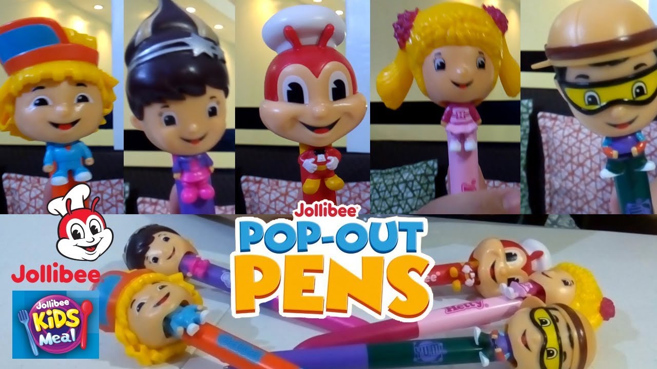 The 2018 Jollibee Pop Out Pens (complete Jolly kiddie meal set of 5 ...