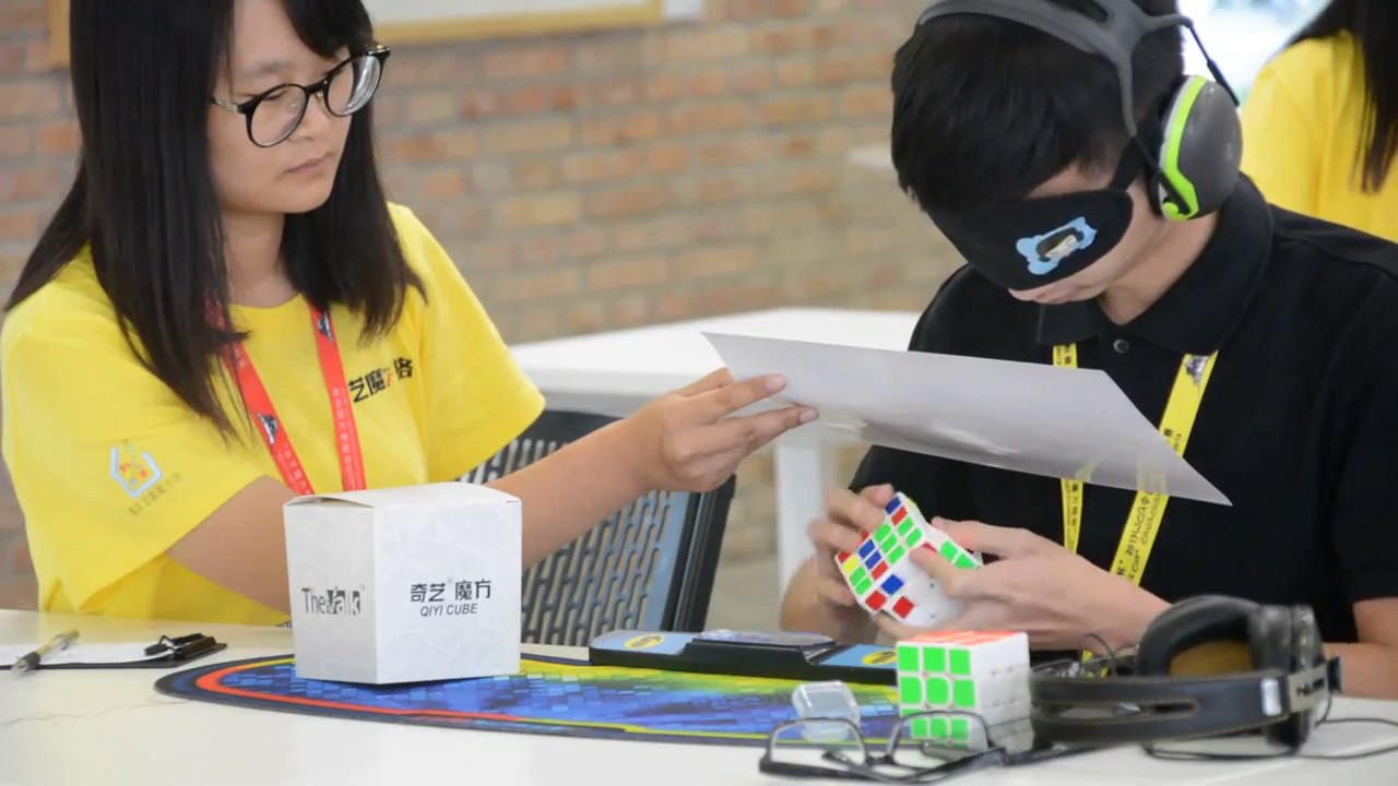 Kaijun Lin 4BLD world record 1:34.66 - YouTube