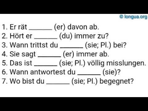 A1, A2, B1, B2, C1, Übungen, Pronomen, Akkusativ, Dativ, mir, mich, dir ...