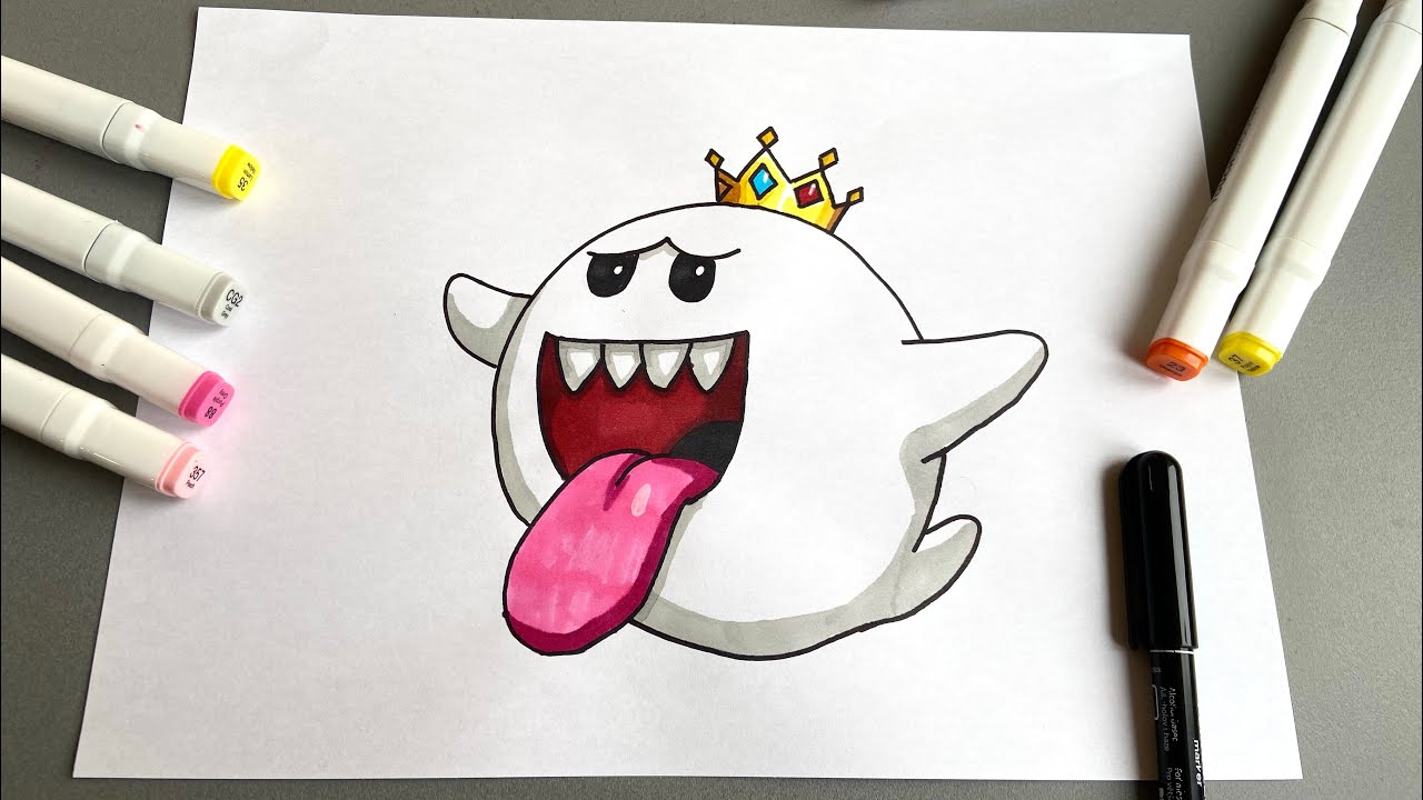Easy drawing KING BOO - Super Mario - YouTube