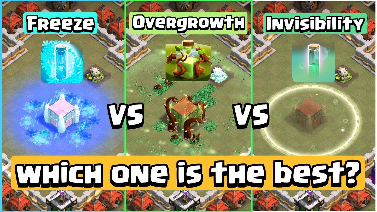 Overgrowth VS Freeze VS Invisibility | Spell Battle | Clash of Clans ...