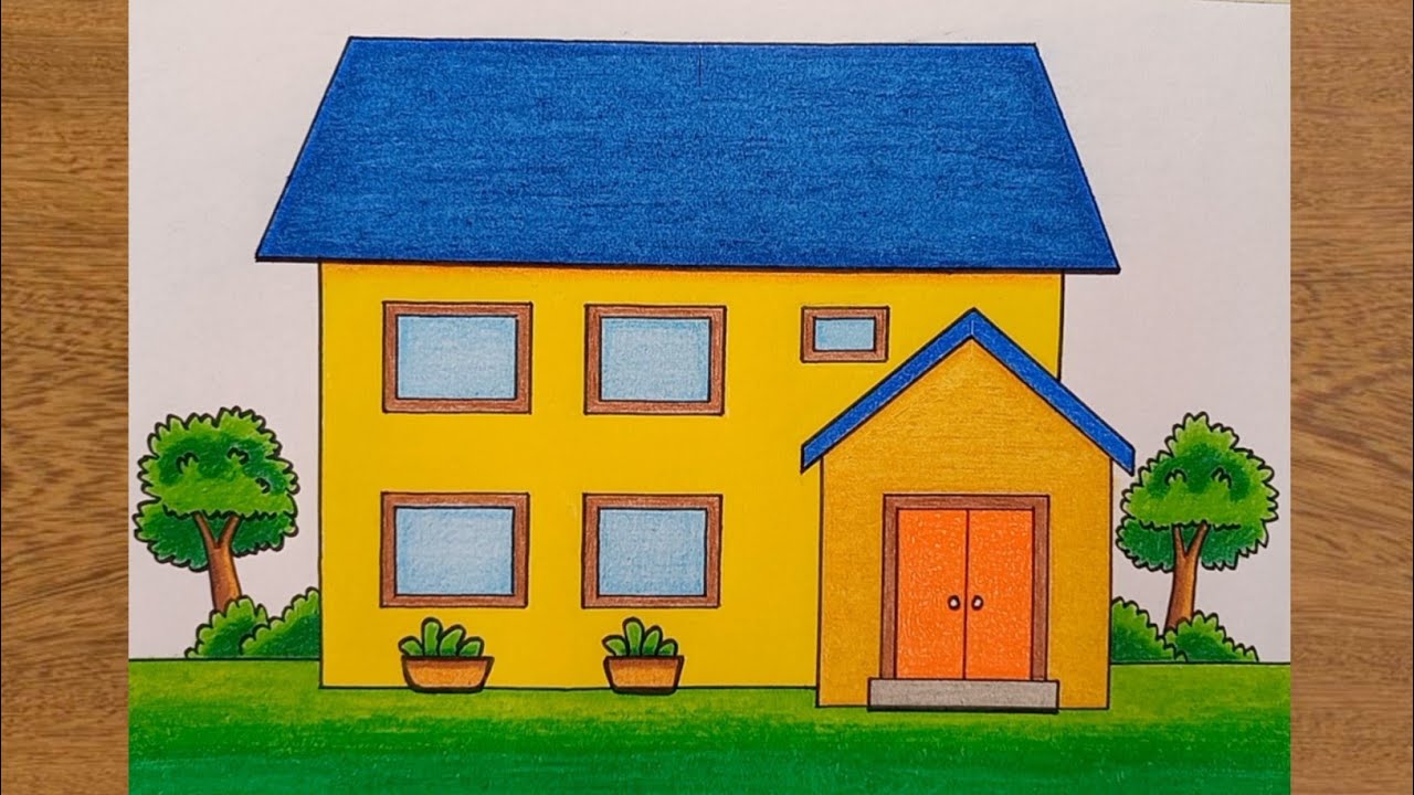 Cara Menggambar Rumah yang Gampang untuk Ditiru || Rumah Sederhana ...