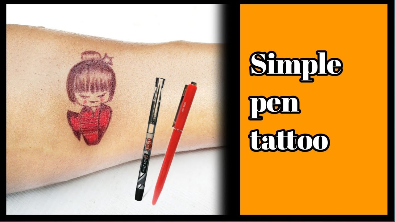 how to make simple pen tattoo pen se simple tattoo kaise banaye. - YouTube