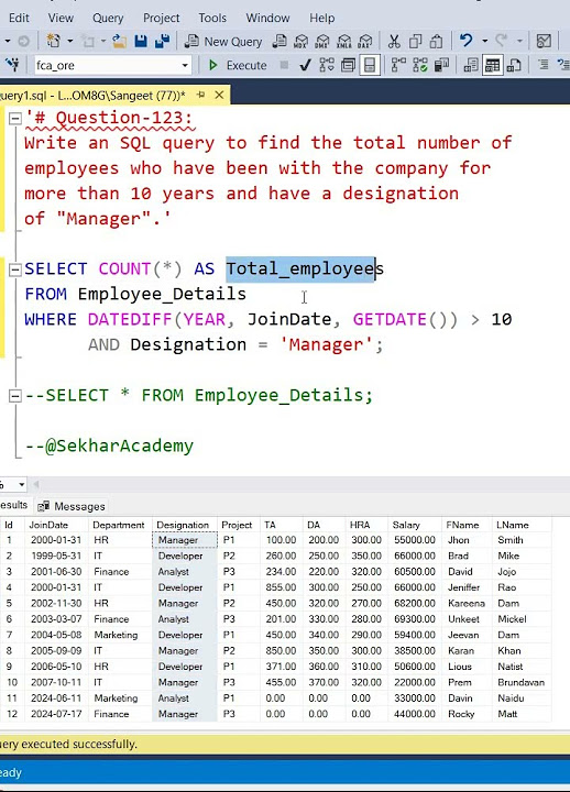 Sql Interview Question 123 Sql Mysql Sqlqueries Interview Shorts Reels Sekharacademy1