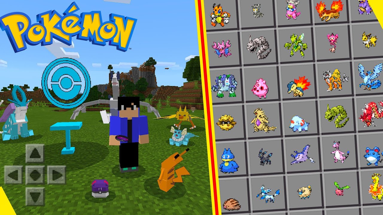 NOVO!! ADDON/MOD DE POKÉMON PARA MINECRAFT PE/BE +60 POKÉMONS - YouTube