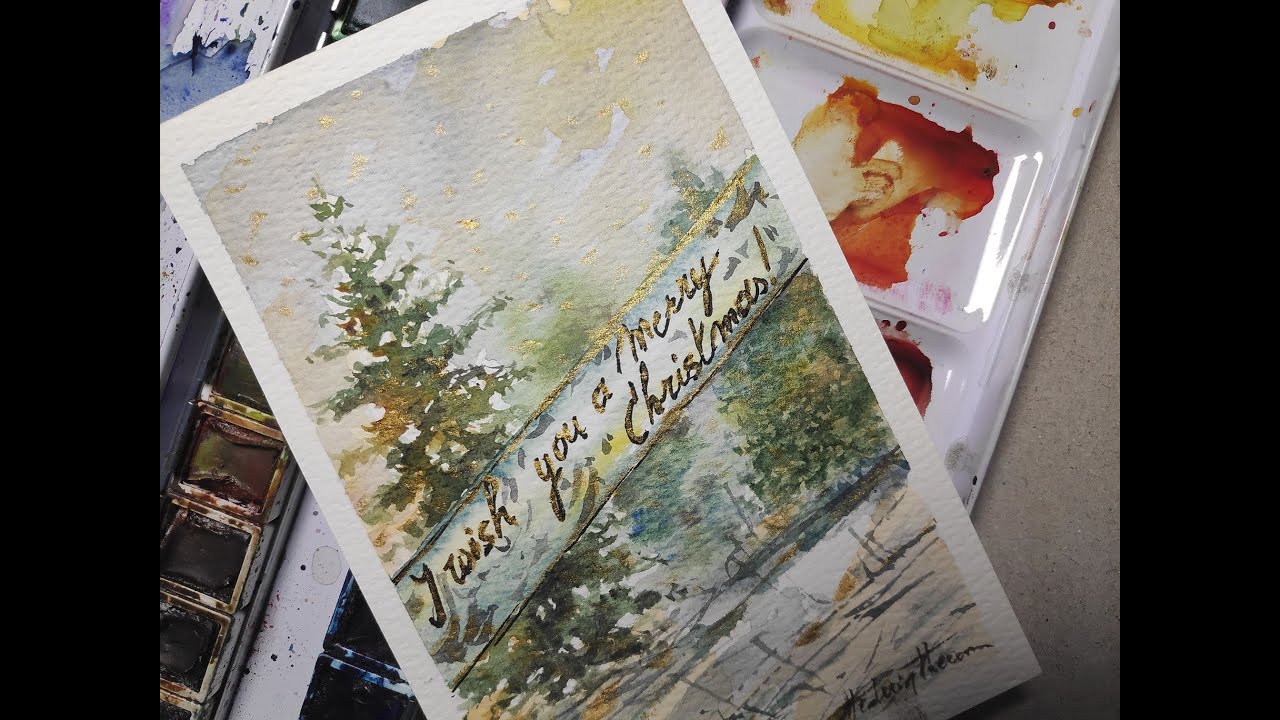 Christmas card idea. Watercolor by Hedwig's Art - YouTube