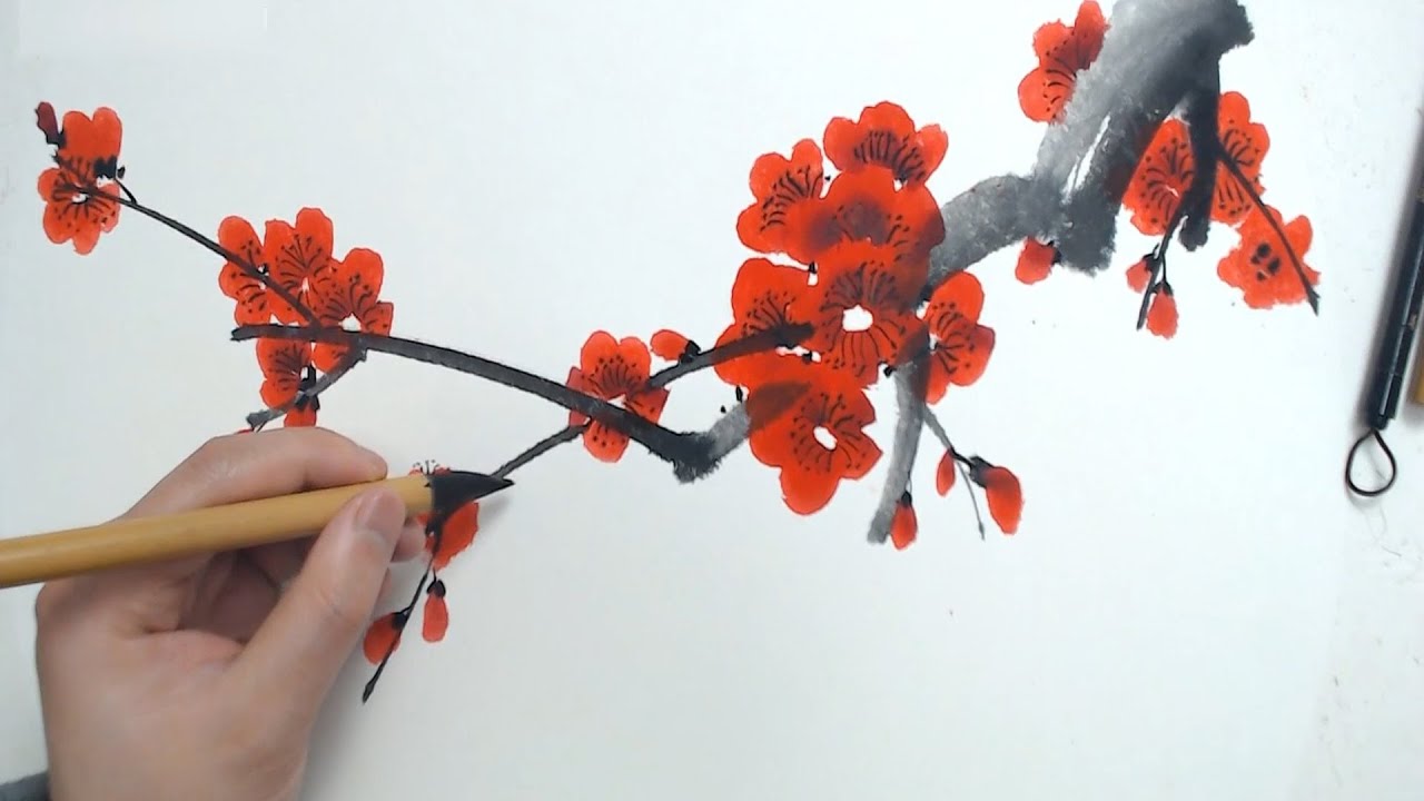 Chinese Ink Painting: Plum Blossom in Traditional Style - YouTube