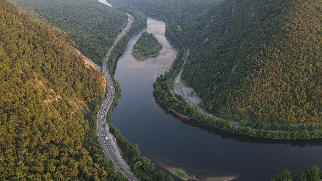 Spectacular Aerial Drone Views of the Sunset Over the Delaware Water ...