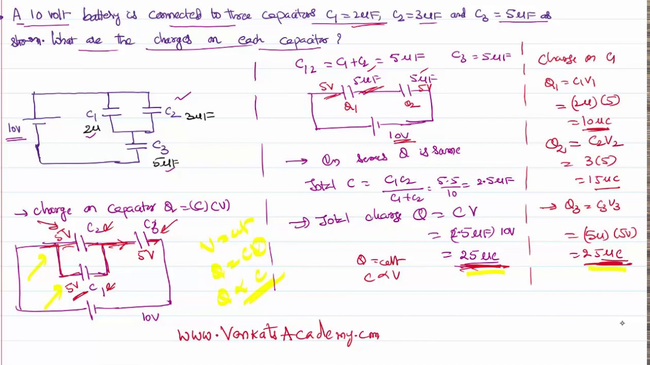 Electric Charge distribution on capacitors connected for electric ...