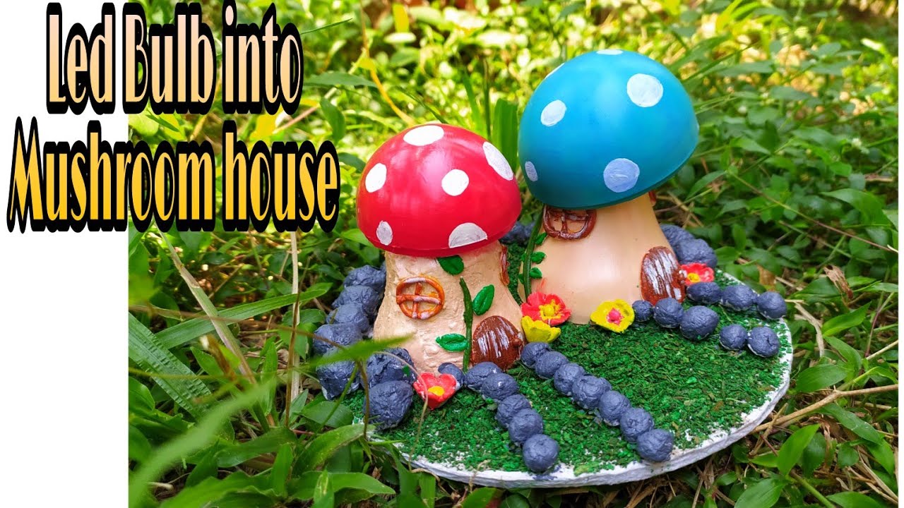DIY Smurfs Mushroom house|Using LED Bulbs|DIY miniature fairy house|Old ...