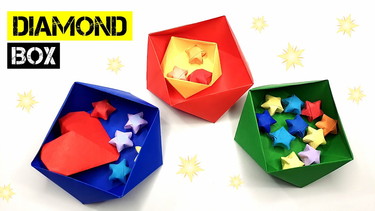 How To Make A Diamond-Shaped Origami Box | Paper Box Origami - YouTube
