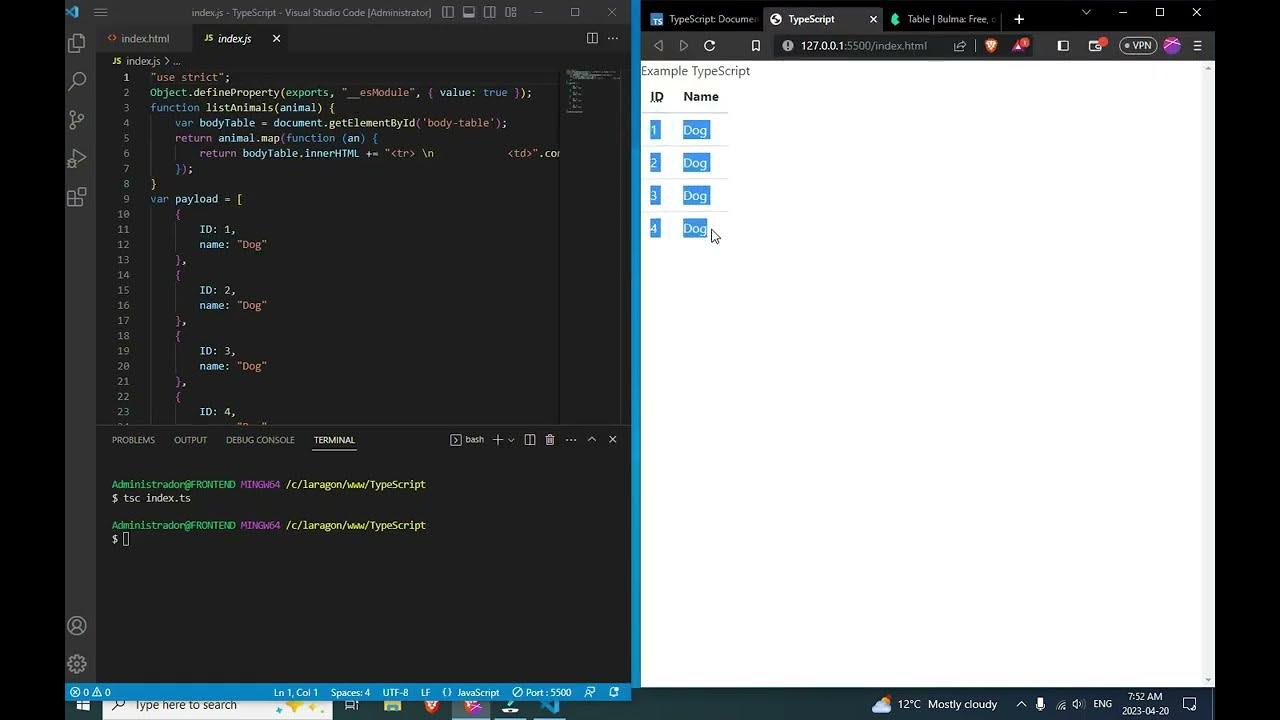 Como añadir multiples filas a una tabla desde TypeScript - YouTube