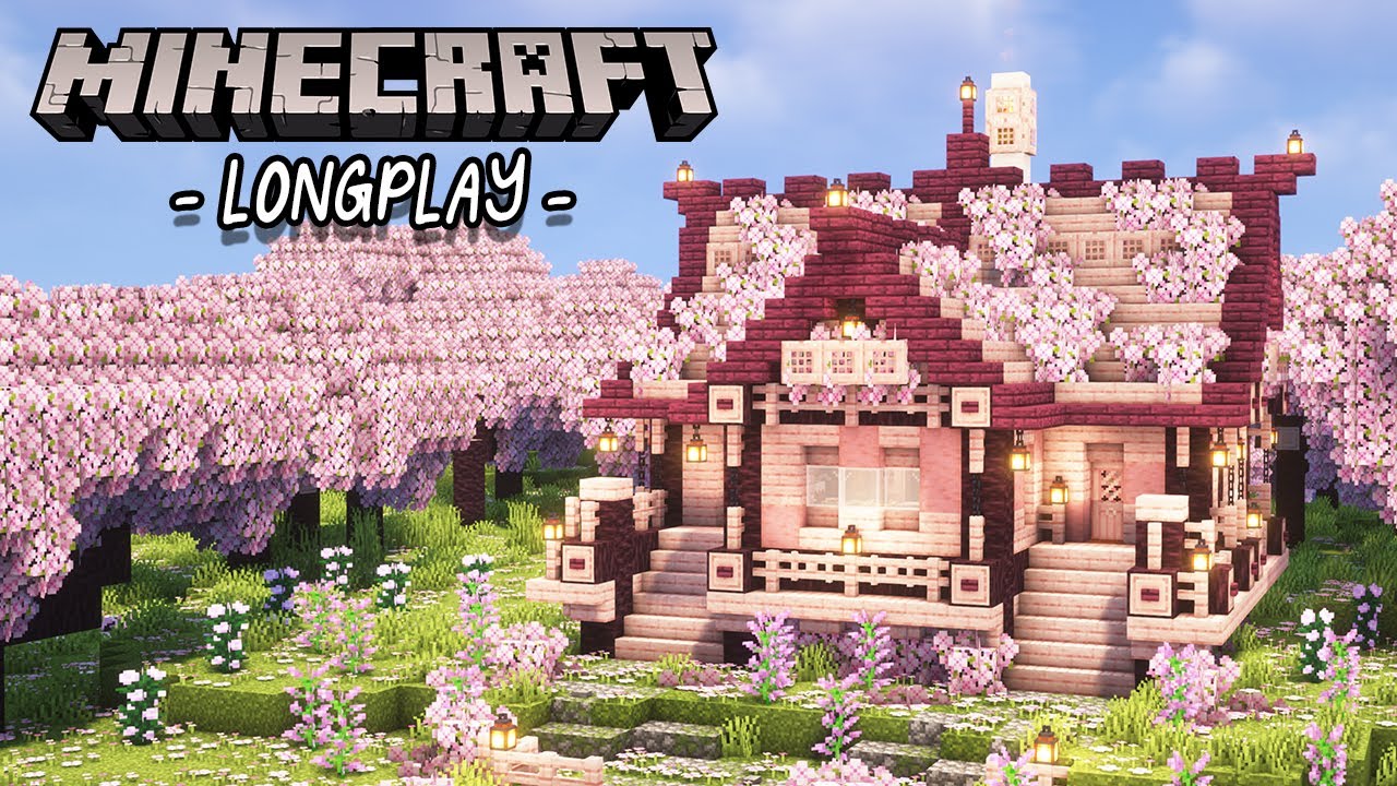 Minecraft Relaxing Co-Op Longplay - Cherry Blossom Grove Starter House ...