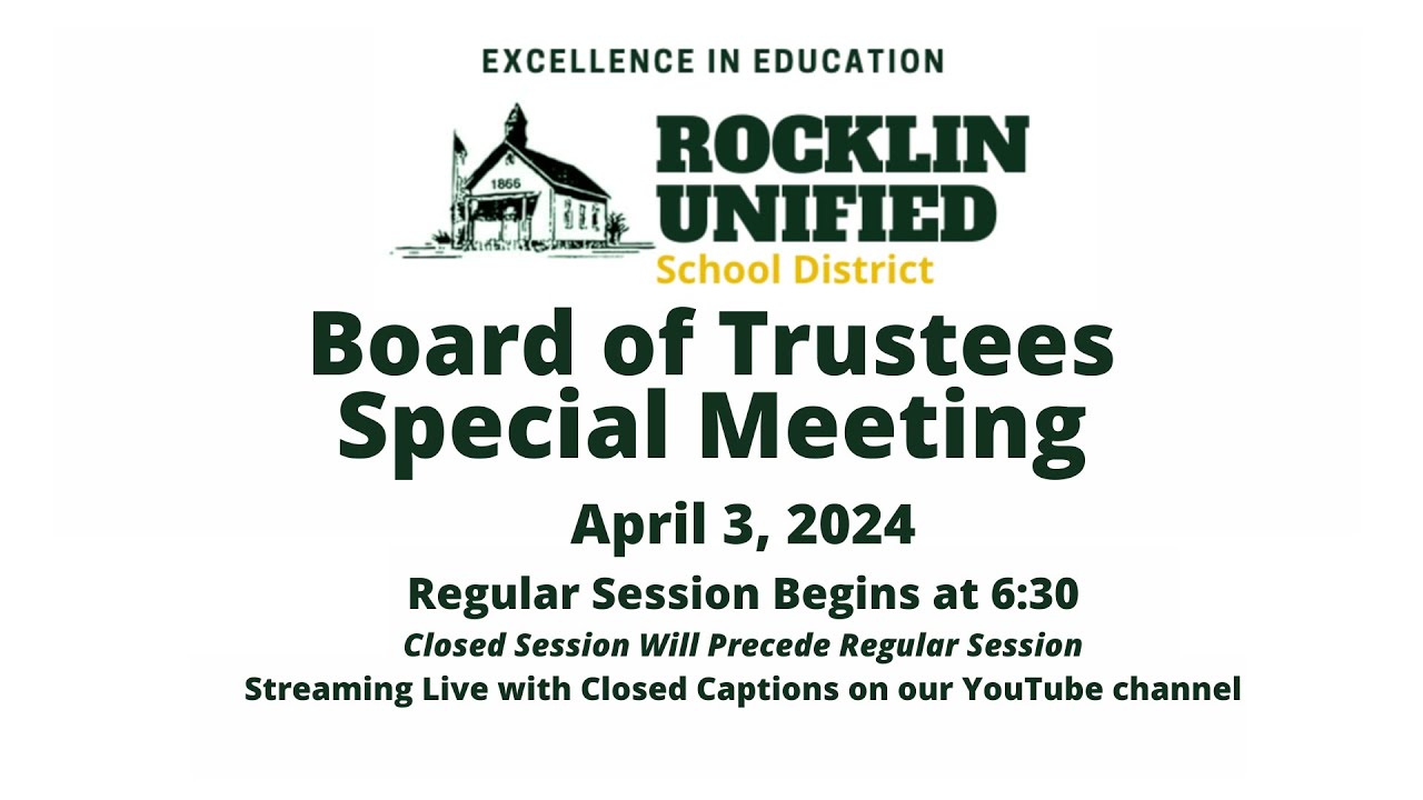 Rocklin Unified School District Board of Trustee's Meeting - April 3 ...