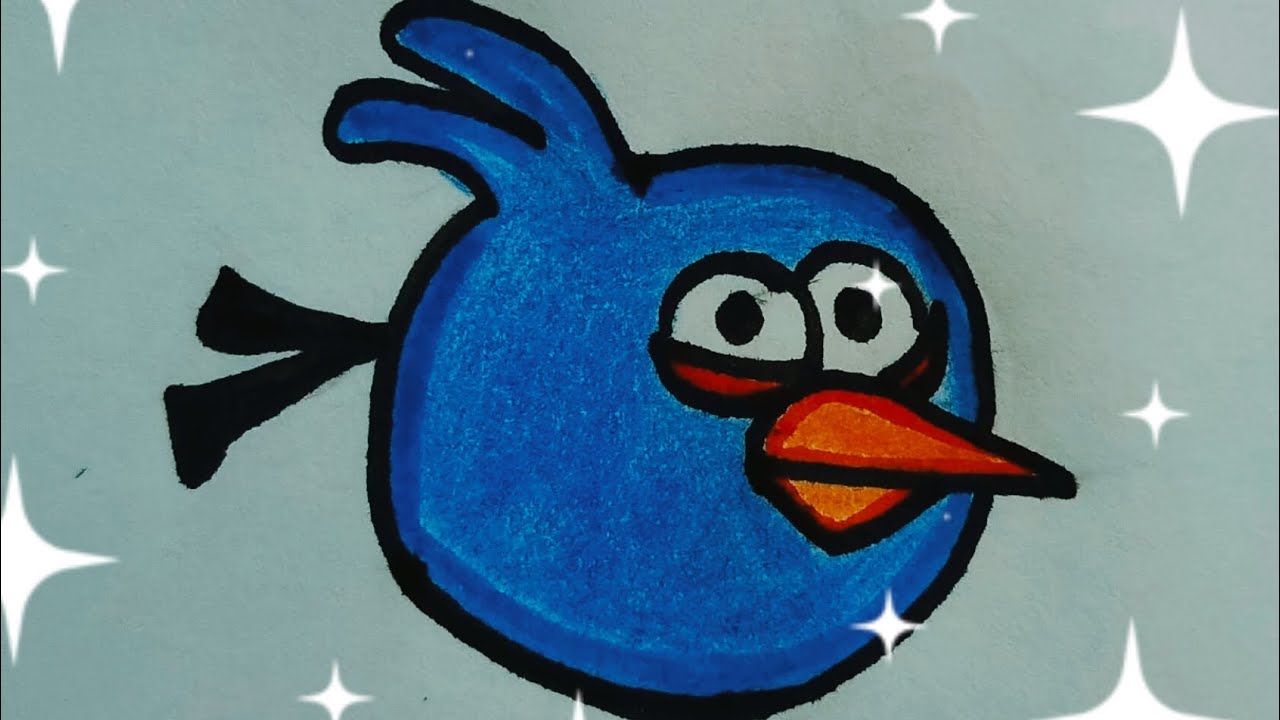 Blue Angry Bird drawing for kids with coloring/How to draw Blue Angry ...