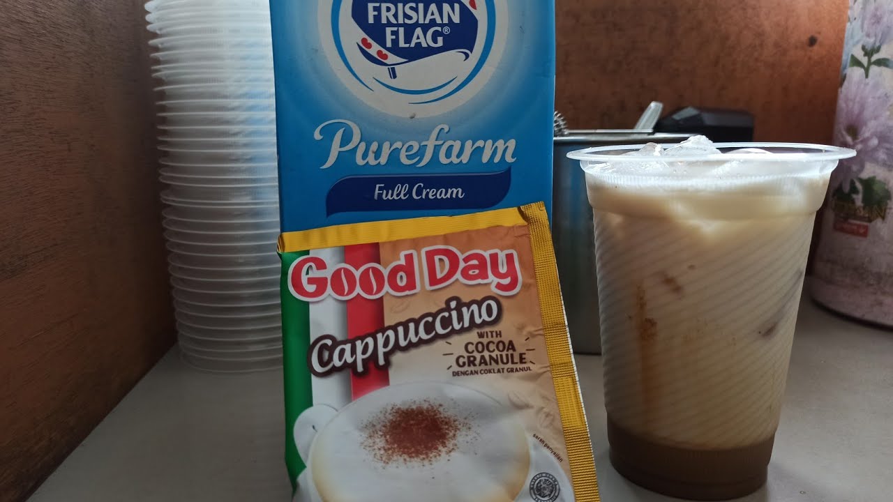 Es kopi Good Day Cappuccino dicampur susu full cream - YouTube