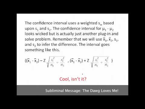 Statistics - 5 - Advanced Confidence Intervals - 1 - The Difference in Two Means - YouTube