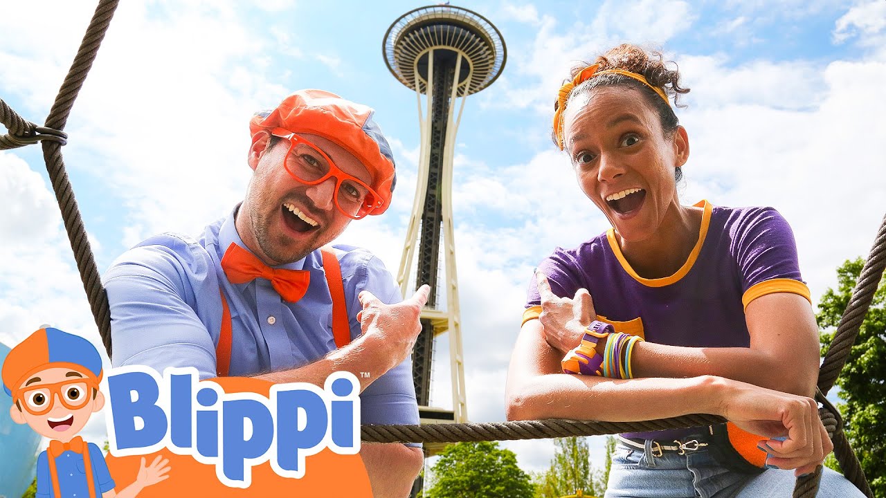 Blippi and Meekah Visit the Space Needle Playground! Educational Videos ...