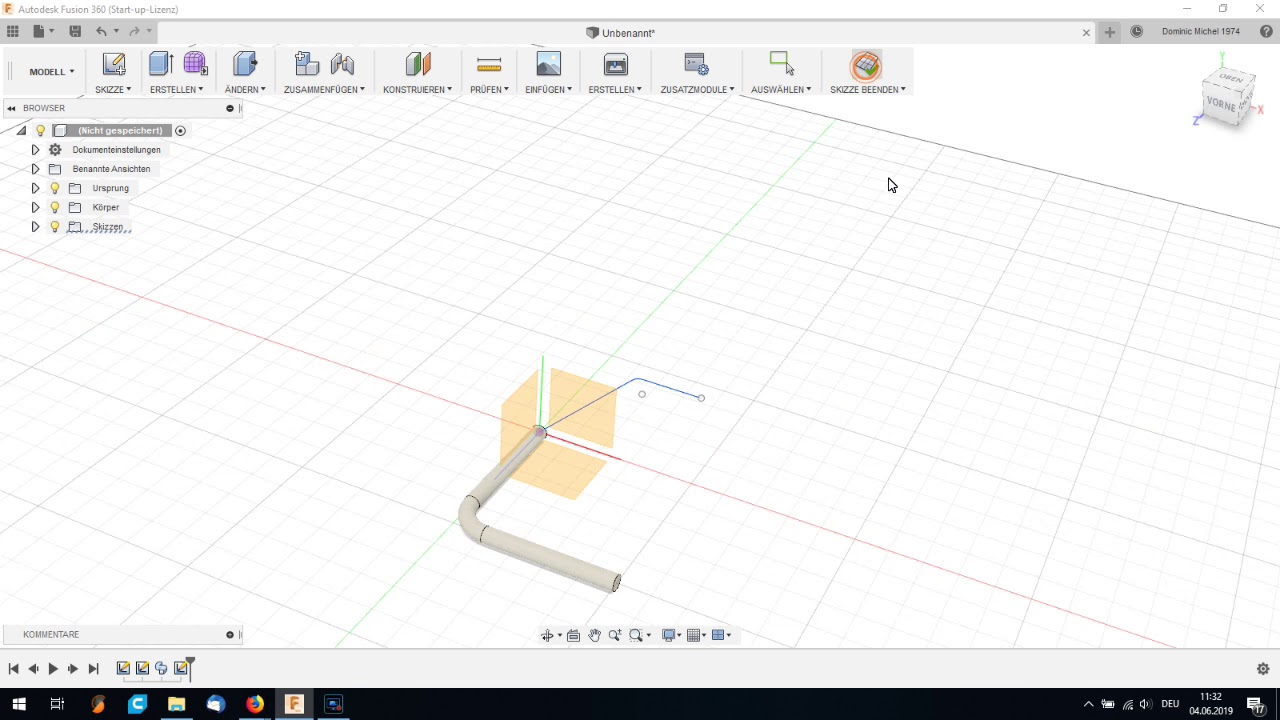 Fusion 360 - Sweeping in zwei Ebenen - YouTube