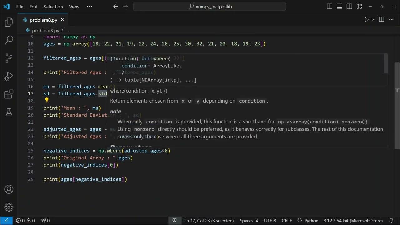 Filtering, Adjusting, and Analyzing Age Data with NumPy - YouTube