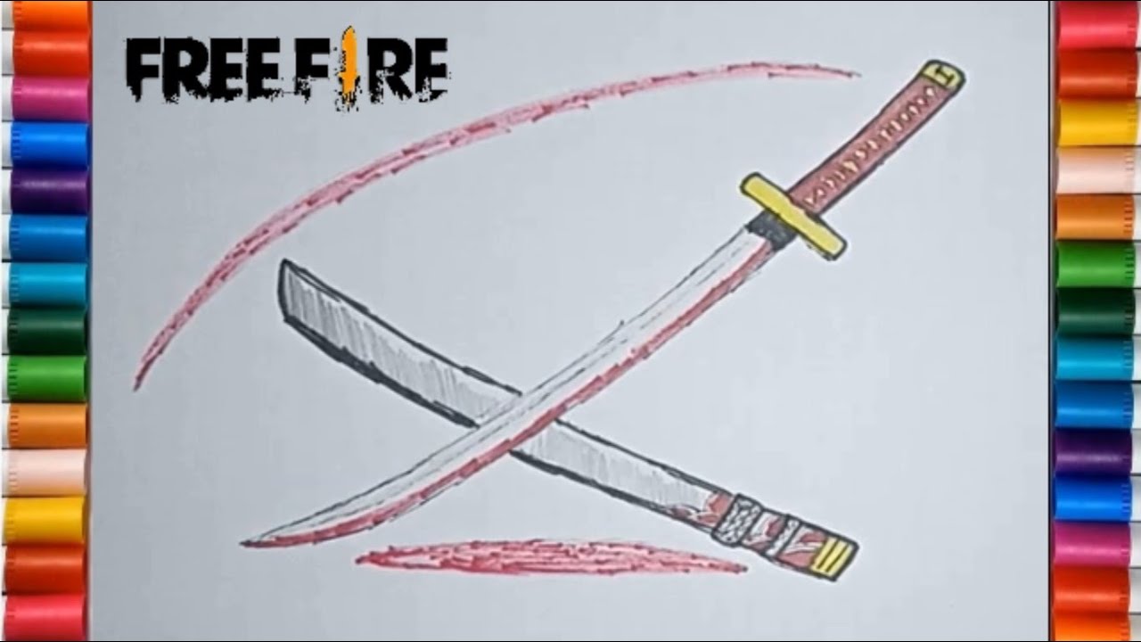 CARA MENGGAMBAR PEDANG KATANA BLOOD MOON FREE FIRE | DRAWING KATANA ...