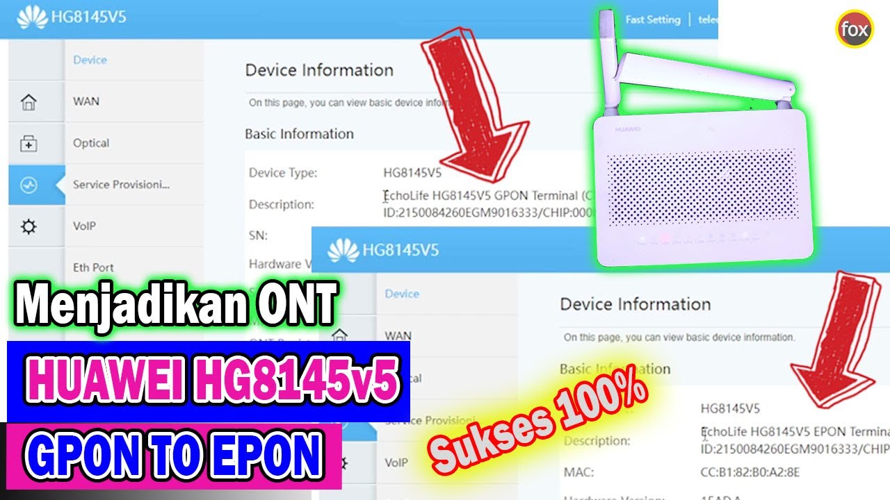 Cara Menjadikan Huawei HG8145v5 / EG8145V5 Dual Band dari GPON ke EPON ...