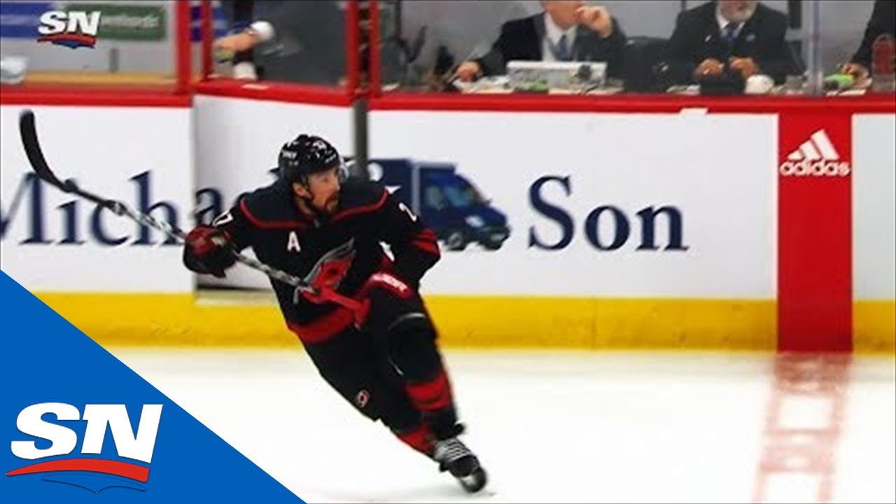 Justin Faulk Gloves Down Aerial Pass, Beats Robin Lehner High Blocker ...