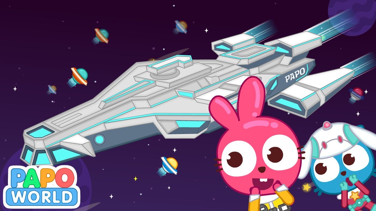 Purple Pink shooting game to fight the space villains in Papo Town ...