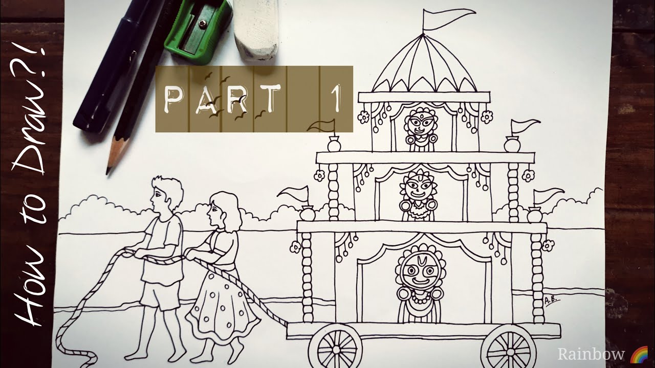 Rath Yatra Drawing Poster | Jagannath Drawing | Easy Rath Drawing ...
