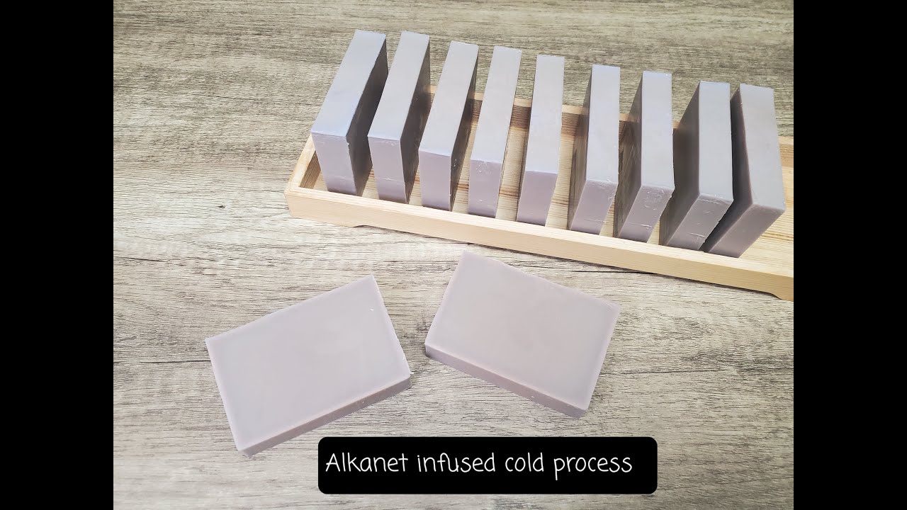 Alkanet root powder infused- cold process soap - YouTube