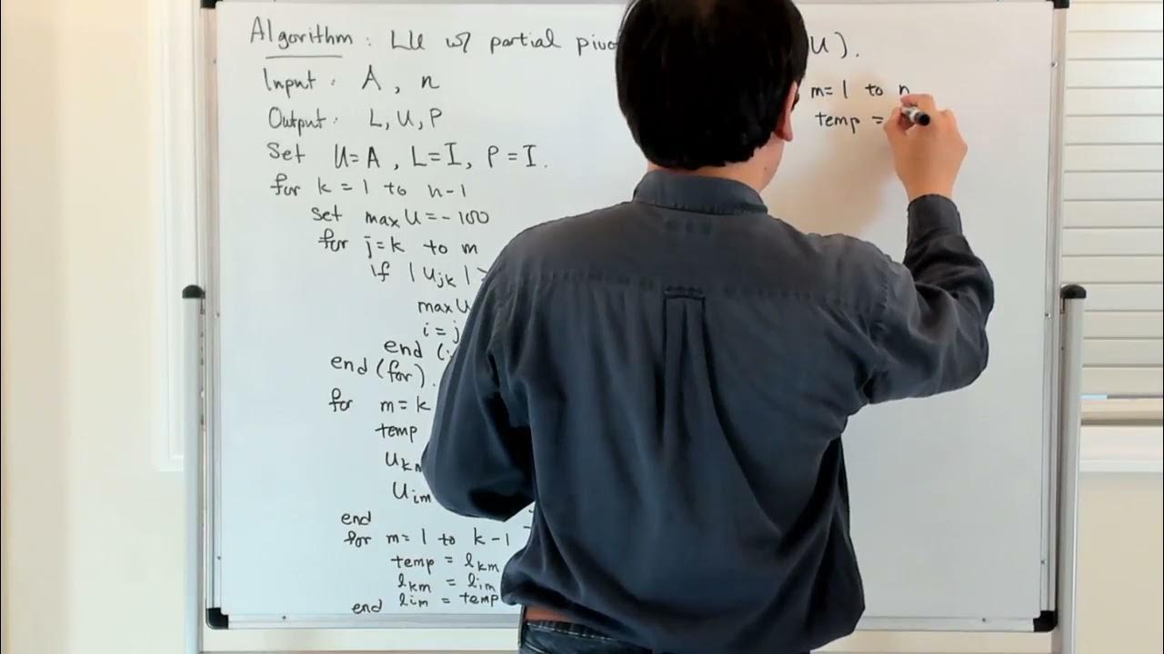 Algorithm for LU with partial pivoting - YouTube