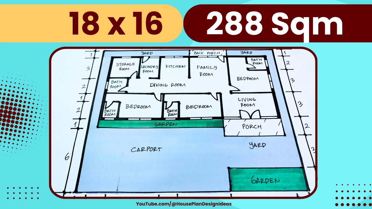 288 square meter House Plan Design 18x16 meters 3 Bedroom - YouTube