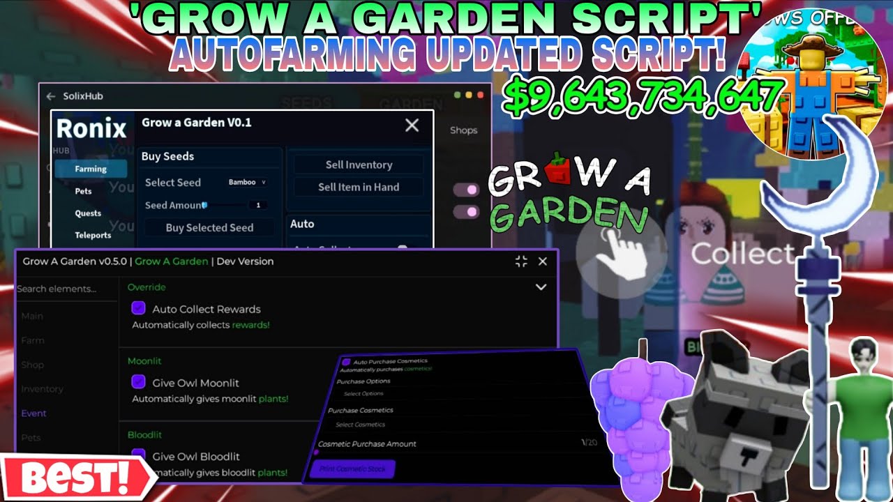 [⛲] Grow a Garden🍅 Script Latest Updated Auto-Collect,Give Owl Moonlit ...