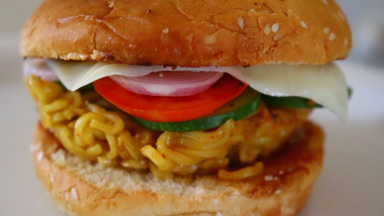 Maggi Burger/Maggi Masala Noodles/ Burger Recipe / Maggi Masala Recipe ...