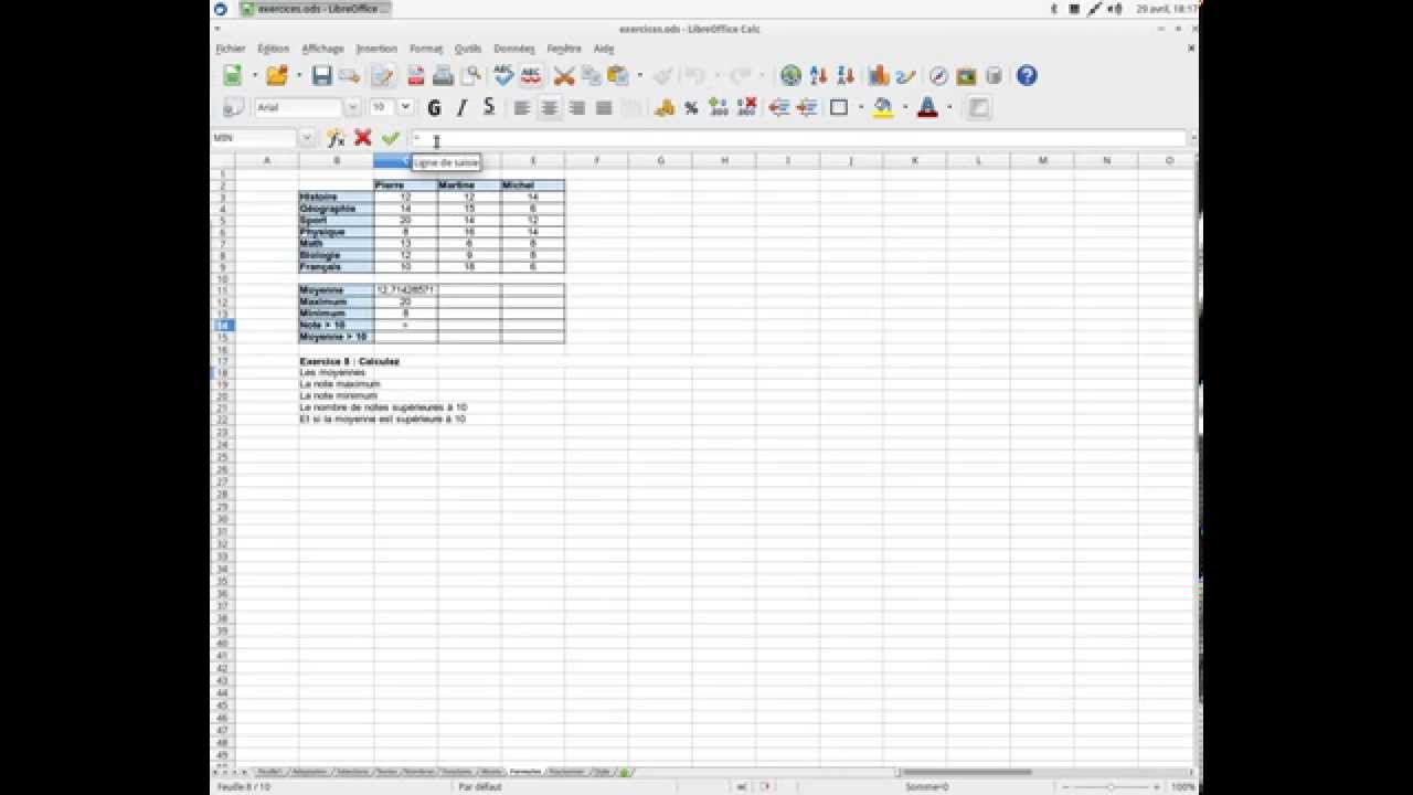Exercice 8 Tableur Open Office - YouTube